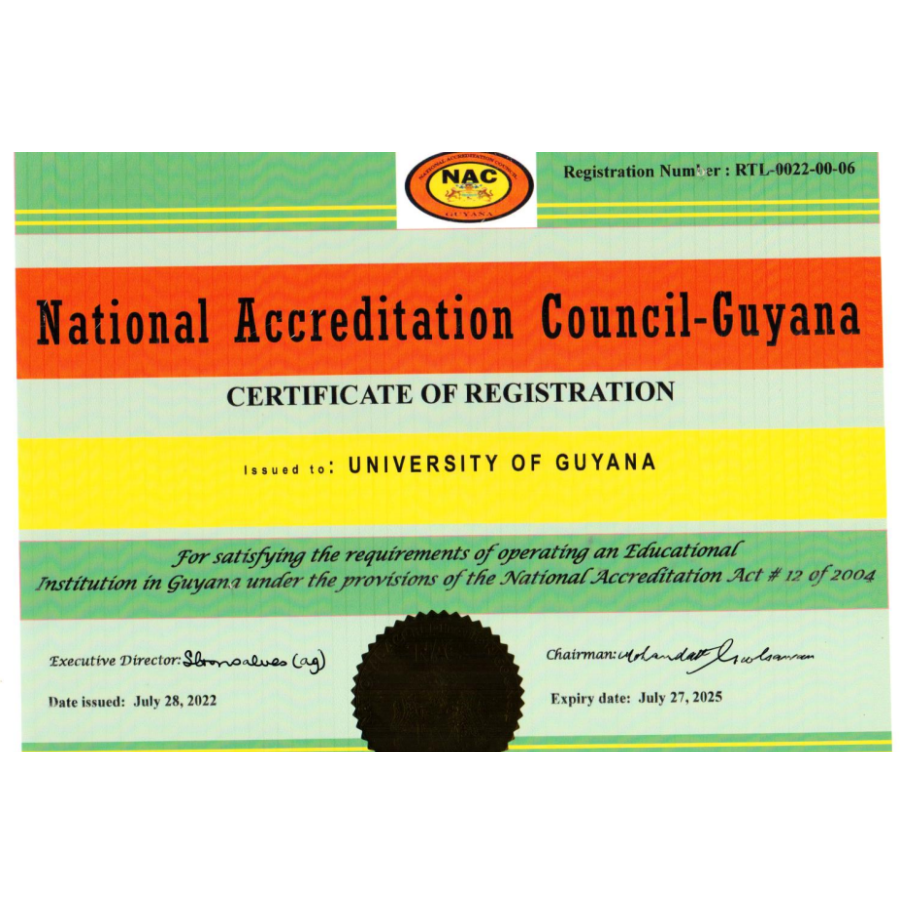 The University of Guyana is Fully and Officially Recognised and ...